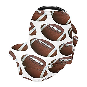 Carseat Canopy Babies Breastfeeding Cover - American Footballs Nursing Cover Scarf Breathable Baby Boy Stroller Cover Baby Shower Gifts for Girl&Boy