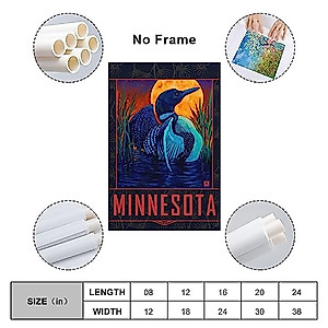 AAHARYA Modern Art Poster Minnesota Moondance Loon Art Print Poster Wall Art Decor Canvas Painting Posters And Prints Wall Art Pictures for Living Room Bedroom Decor 08x12inch(20x30cm) Unframe-style