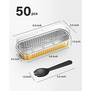 Kootek Mini Loaf Pans with Lids, 50 Pack Disposable Rectangle Mini Aluminum Foil Cake Pans Tins for Baking Mini Loaf Brownie Bread Cake Ramekins