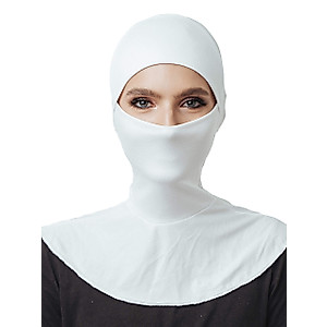 Mask Hijab, Cotton Under Scarf Tube Cap,Closure of The Chin, Ready to wear Muslim Accessories for Women (White)