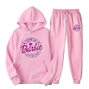 wkind olades Pink Come On Let's Go Party Hoodies Sweatpants Set for Women pumpkin halloween Shirt christmas Fashion Trendy Outfits Oversized Hooded Sweatshirts Pullover Fall Clothes