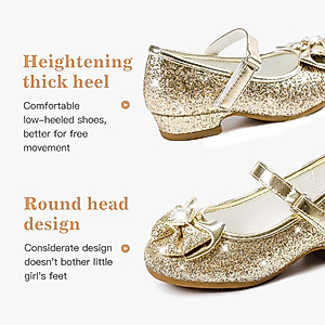 Furdeour Girls Flats Shoes Size 1 Gold Party High Heels for Little Flower Girls Cosplay Wedding Princess(2701Gold 1)