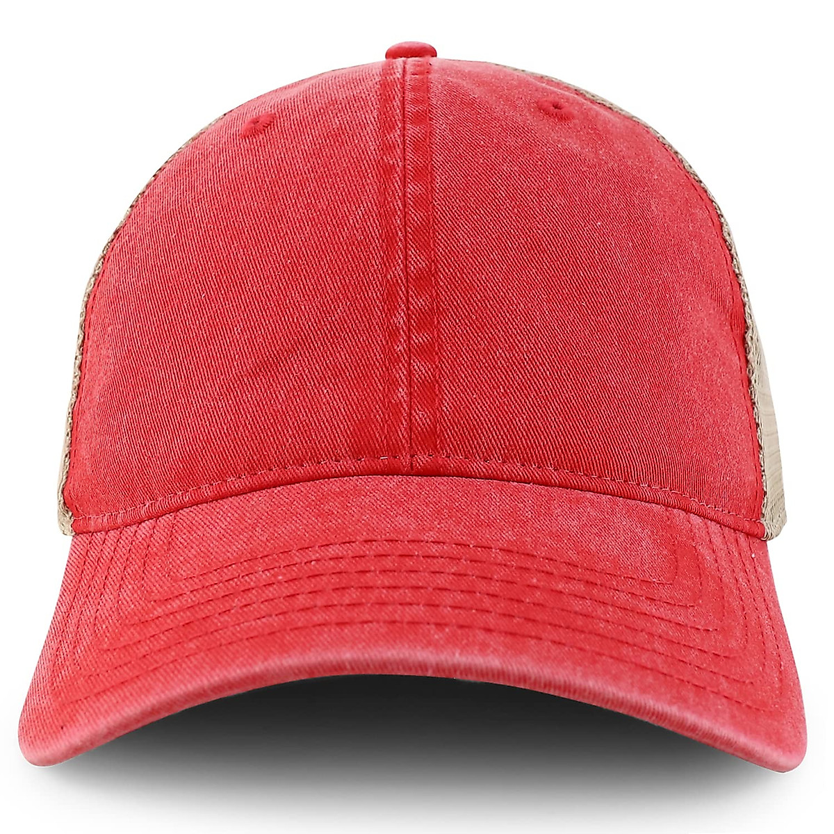 Armycrew Oversize XXL Unstructured Washed Pigment Dyed Trucker Mesh Cap - Red - 2XL