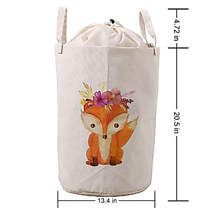 LifeCustomize Large Laundry Hamper Basket Lovely Baby Fox Clothing Storage Bins Boxes Organizer Foldable Waterproof Nursery Hamper with Handles