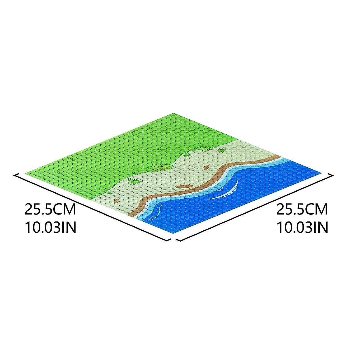 EKIND 6-Pack 10" x 10" Beach Base Brick Plate Compatible with All Major Brands, Scenes Baseplates for Grass Oasis, Pirates Sea and More Building Blocks Kids Toy (2 Straight + 4 Curve)