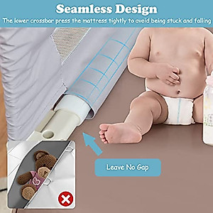 BABY JOY Bed Rail for Toddlers, 69’’ Extra Long, Height Adjustable & Foldable Baby Bed Rail Guard w/Breathable Mesh & Double Safety Child Lock for Kids Twin Double Full Size Queen King Mattress, Gray