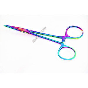 SET OF 2 HEMOSTAT FORCEPS 5" CURVED & STRAIGHT SERRATED PREMIUM GERMAN STAINLESS VETERINARY INSTRUMENT (CYNAMED)