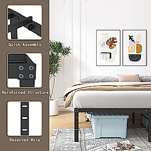 ALDRICH 18 Inch Metal Full Size Bed Frame - Black Basic Anti Squeak Steel Slats Platform, Easy Assembly Heavy Duty Noise Free Bedframes, No Box Spring Needed