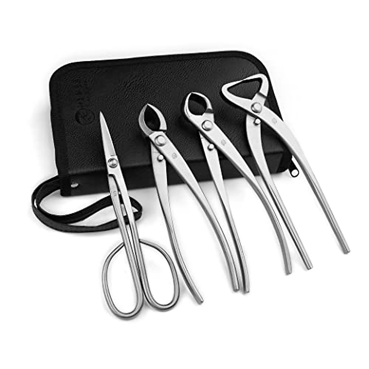 TianBonsai 4-PCS Bonsai Tool Set Including Concave Cutter Straight Edge Cutter Trunk Splitter And Bonsai Scissors Equip With Tool Bag