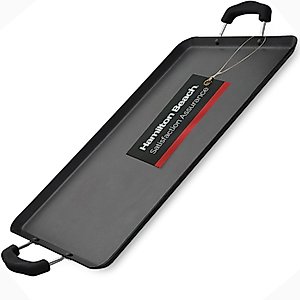 Hamilton Beach Nonstick Double Griddle 19x11-Inch - Black Aluminum Griddle with Soft Touch Bakelite Handle - Flared Edge - Spiral Bottom, Easy to Clean, Multipurpose Use - Durable & Dishwasher Safe