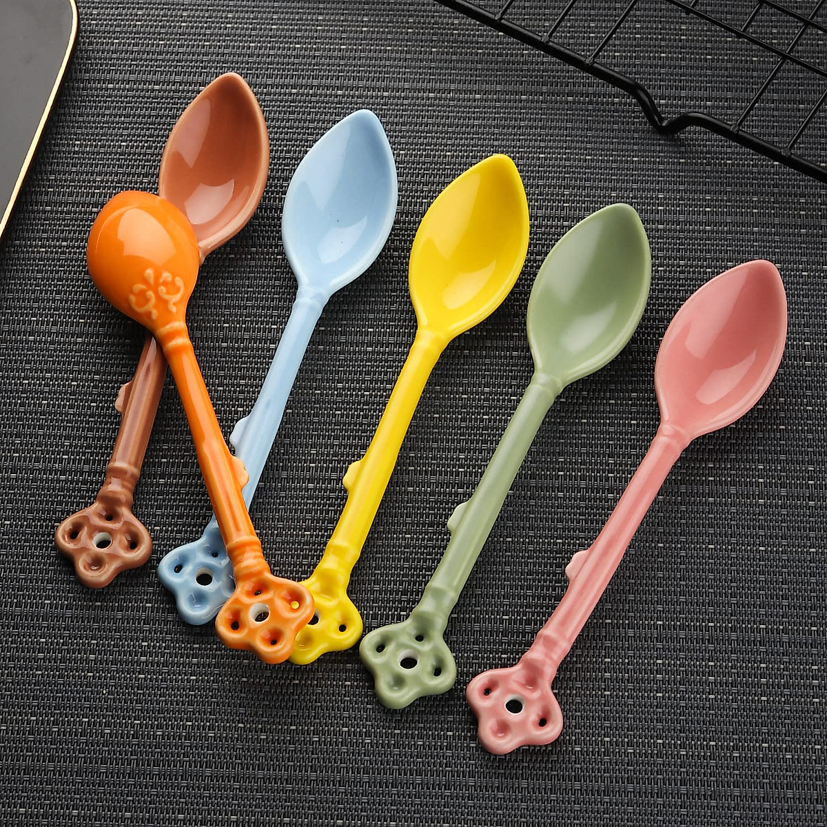 Small Coffee Spoons Ceramic Espresso Spoons set of 6 Demitasse Spoons for Coffee Dessert Tea Ice Cream