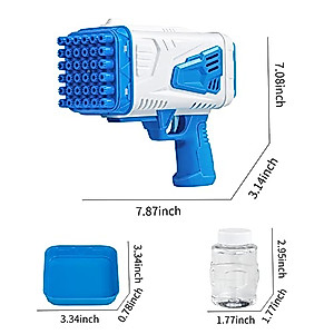 Bazooka Bubble Gun with Light for Summer|Rocket Boom Bubble Blower|Big Rocket Launcher Bubble Machine Gun,Toddler Outdoor Toys for Kids Ages 4-8,Gifts for 3 5 6 7 Year Old Boys and Girls,Adults (Blue)