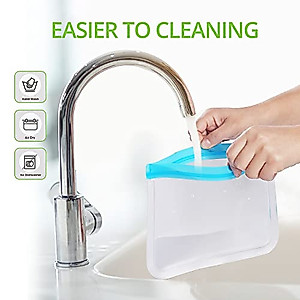 ZZWILLB Reusable Ziplock Bags Silicone - 6 Pack Reusable Freezer Bags - Leakproof Reusable Sandwich Bags BPA Free Snack Bags for Kids - Travel/Home Food Storage Bags