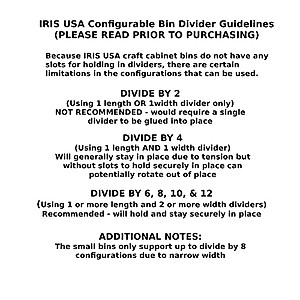 Bin Better - IRIS USA Compatible Configurable Large Drawer Dividers for Plastic Storage Craft Cabinets (4X Length + 4X Width Pieces)