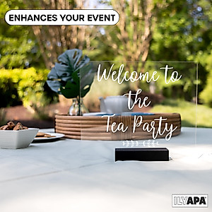 Ilyapa Acrylic Sign Holders with Wood Stands, 4 Pack - 8x10 Inch Blank Table Numbers Set for Wedding, Eye Catching Table Numbers for Wedding Reception