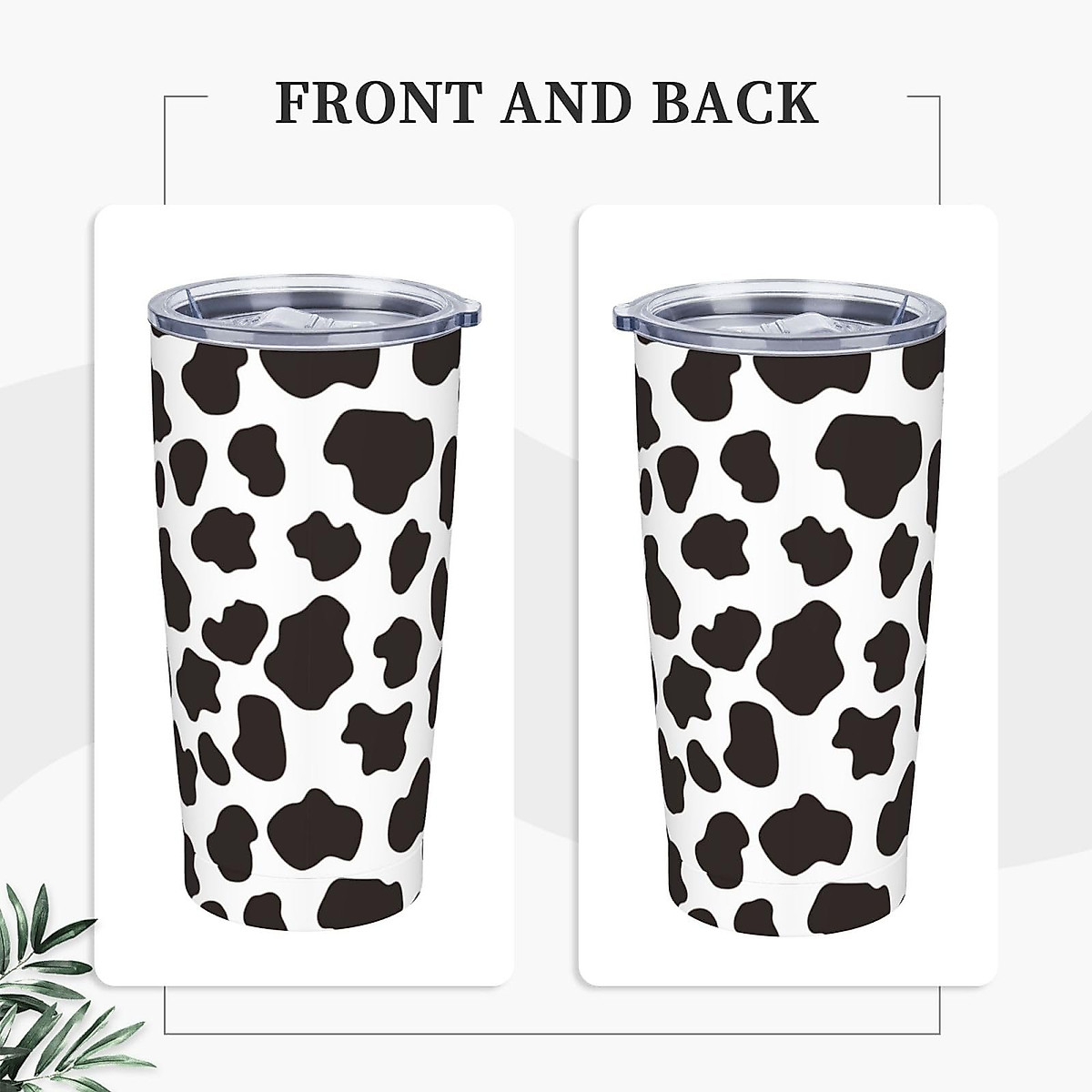 CHASOEA Cow Print Tumbler 20oz Black and White Stainless Steel Insulated Tumblers with Lid and Straw Cowhide Print Travel Coffee Mug Tea Wine Cups Water Bottle Cow Gifts for Women
