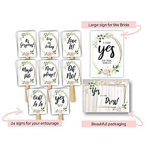 PureRejuva Wedding Dress Shopping Signs Paddles - Say yes to the Dress Props – Ideal for Bridal Dress Shopping Fun with your Bridesmaids (25 Pieces)