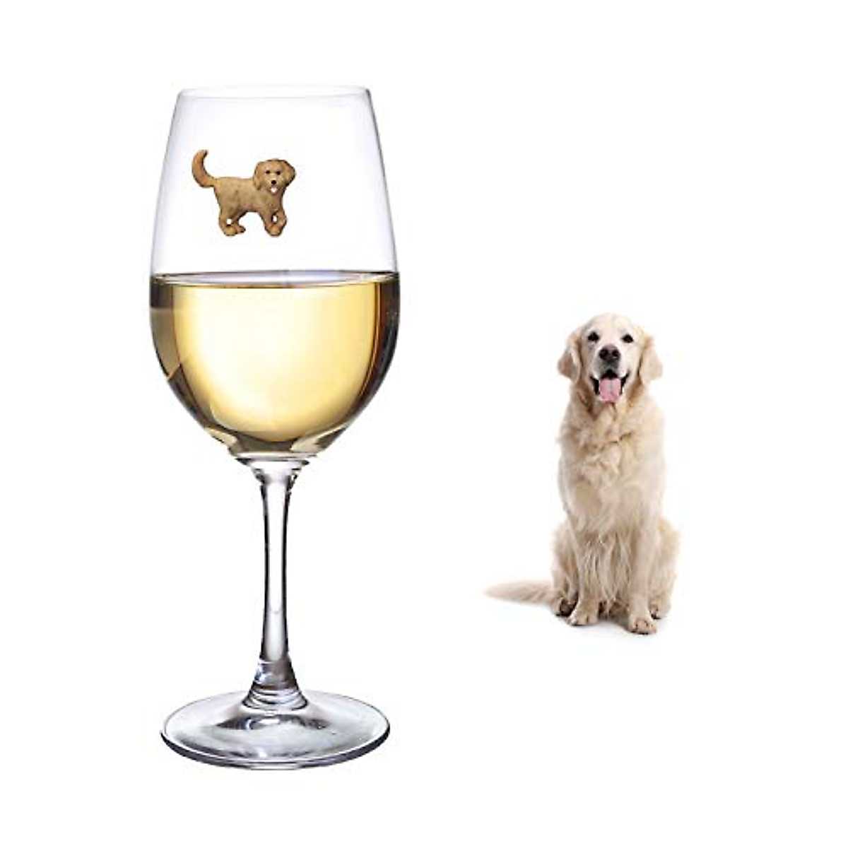 Simply Charmed Dog Wine Charms or Magnetic Glass Markers for Stemless Glasses - Great Birthday or Hostess Gift for Dog Lovers - Set of 6 Cute Puppy Glass Identifiers