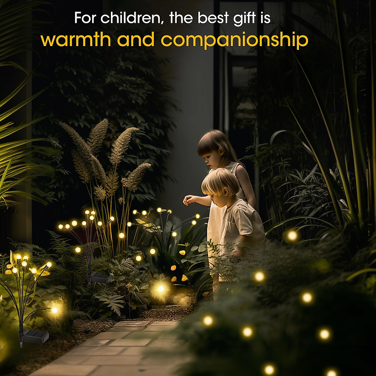 Qnoon Solar Firefly Lights for Outside Waterproof, Outdoor Solar Powered Garden Lights for Yard, Warm White Lights Sway by Wind for Backyard Yard, Fence, Garden Decor (White)