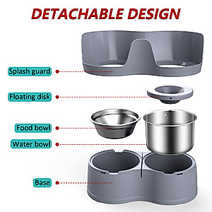 Fithome 2-in-1 Dog Bowl Set, Anti-Spill Design, Stainless Steel Bowls, 2L/65 oz Water Bowl & 1L/27 oz Food Bowl, Mess-Proof Pet Feeder