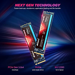 INLAND Prime 250GB NVMe M.2 PCIe Gen3x4 2280 Internal Solid State Drive TLC 3D NAND SSD - Up to 3300 MB/s, 3D NAND, Storage and Memory for Laptop & PC Desktop