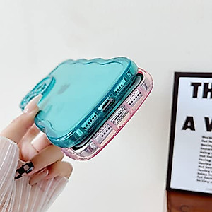 Qokey for iPhone 12 Pro Max Case(2020 6.7"),Cute Clear Love Case,with Love-Heart Camera Frame Wavy Edge Transparent Full Protection Soft TPU Shockproof Phone Case Cover for Women Girls Pink