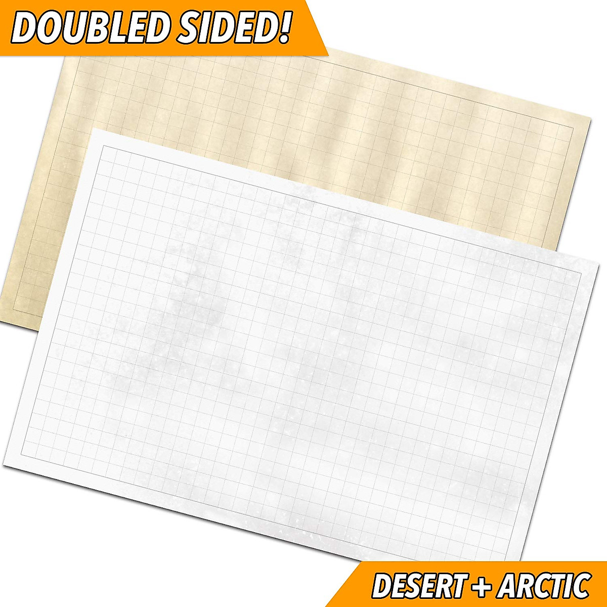 RPG Battle Game Mat - 6 Pack Dry Erase Double Sided 36 x 24 (12 Terrains) + 4 Dry Erase Markers + 1 Eraser + 7pc Polyhedral Dice Set - Large Table Top Role Playing Map for Starters and Mastersâ€¦