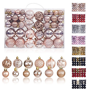 100PCS Shatterproof Christmas Tree Ball Ornaments, Assorted Baubles Set with Glitter - For Holiday Decor