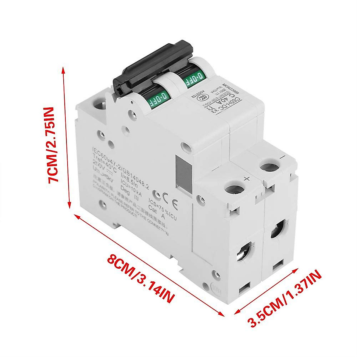 Circuit BreakerDC 250V Circuit Breakers Miniature Circuit Breakers Double Pole Circuit BreakerMiniature Air Switch for Solar Panel Grid SystemWind and Solar Hybrid System[40A]