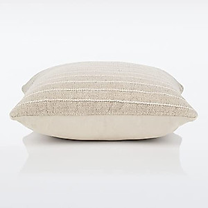Nate Home by Nate Berkus Textured Cotton Decorative Throw Pillow | Modern Decorative Cushion for Couch, Chairs, or Bedroom from mDesign - Square Size 20" x 20", Natural (Taupe)