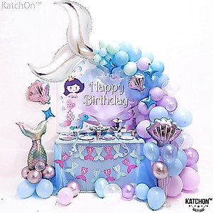 KatchOn, Silver Mermaid Tail Balloon - 25 Inch, Pack of 6 | Silver Mermaid Balloons for Mermaid Balloon Garland | Silver Foil Curve Balloon | Mermaid Tail Foil Balloon for Mermaid Birthday Decorations