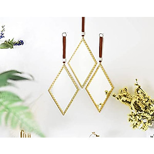 Funerom 8 x 5 inch Decorative Wall Mirror Small Decor Mirror Gold Diamond Shape