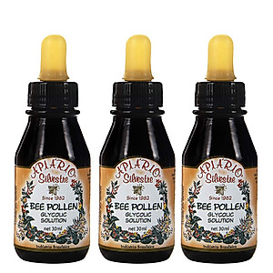 Official Distributor - 3 Bottles of Apiario Silvestre Brazilian Bee Pollen Liquid Glycolic Extract -Non Alcoholic, Wax Free