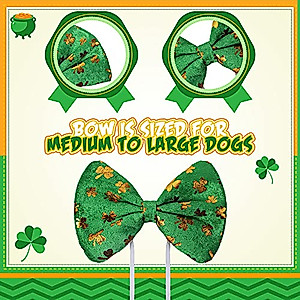3 Pcs St Patrick&#039;s Day Dog Costume, St. Patty&#039;s Day Doggie Headband Green Round PET Sunglasses and Green Shamrock Bow Tie Kit for Medium Large Dogs