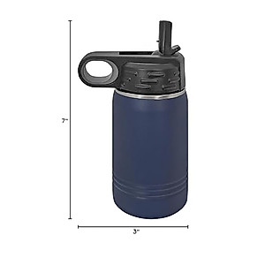 LaserGram Personalized Water Bottle, Bass Clef, Stainless Steel Double Wall Vacuum Insulated with Flip Top Straw, Custom Engraved Gift (12oz / 335ml Navy Blue)