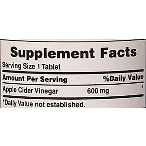 Puritans Pride Apple Cider Vinegar 600 mg Tablets, 200 Count (Packing May Vary)