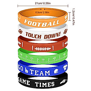 MIAHART 16 Pieces Football Theme Bracelets Silicone Wristband for Sport Theme Birthday Party Favors, 6 Styles