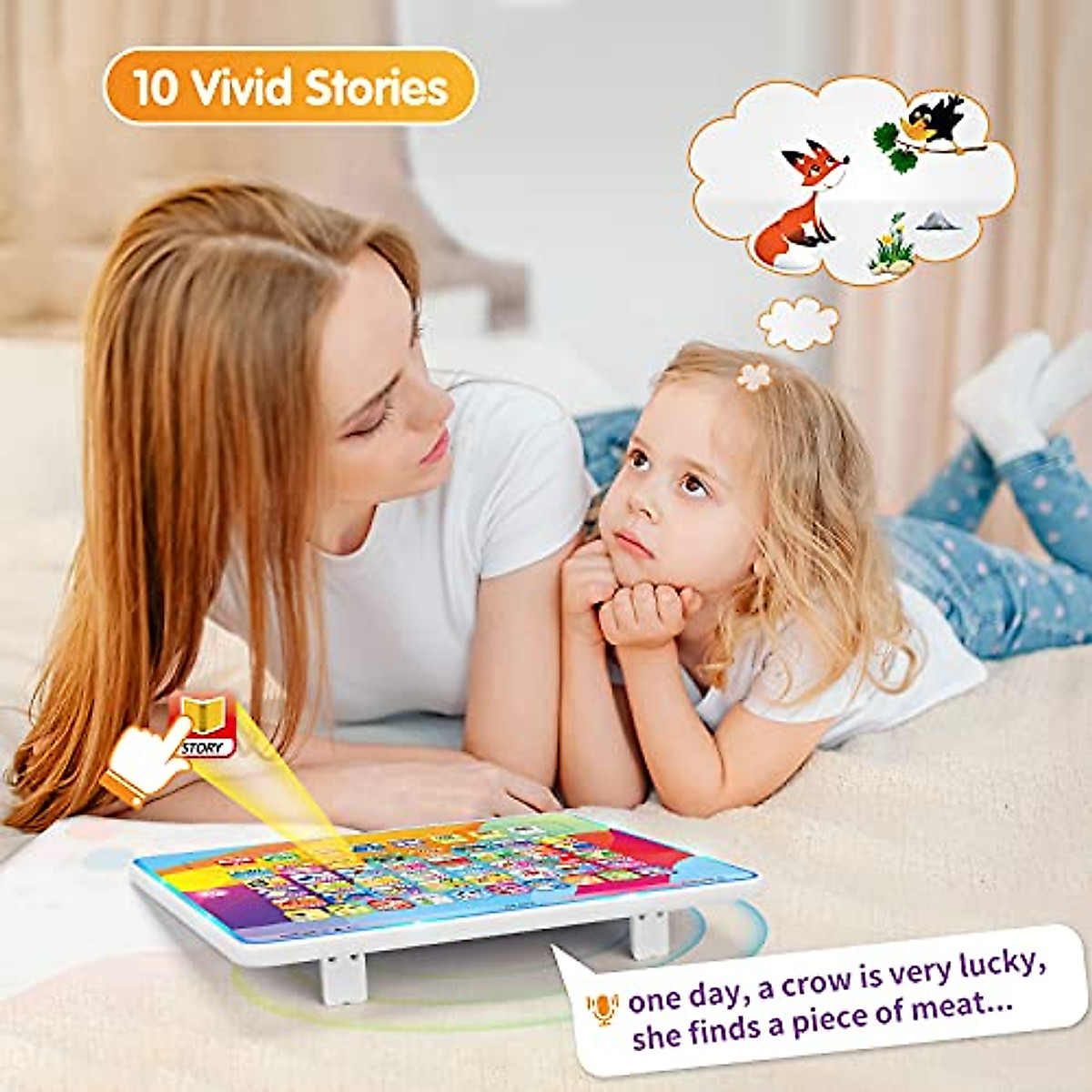 BEAURE 12 in 1 Kids Tablet with Lights - Interactive Toddler Learning& Education Toys, ABC Learning for Toddler Tablet for Kids - Gifts for age 3 4 5 year old boys and girls