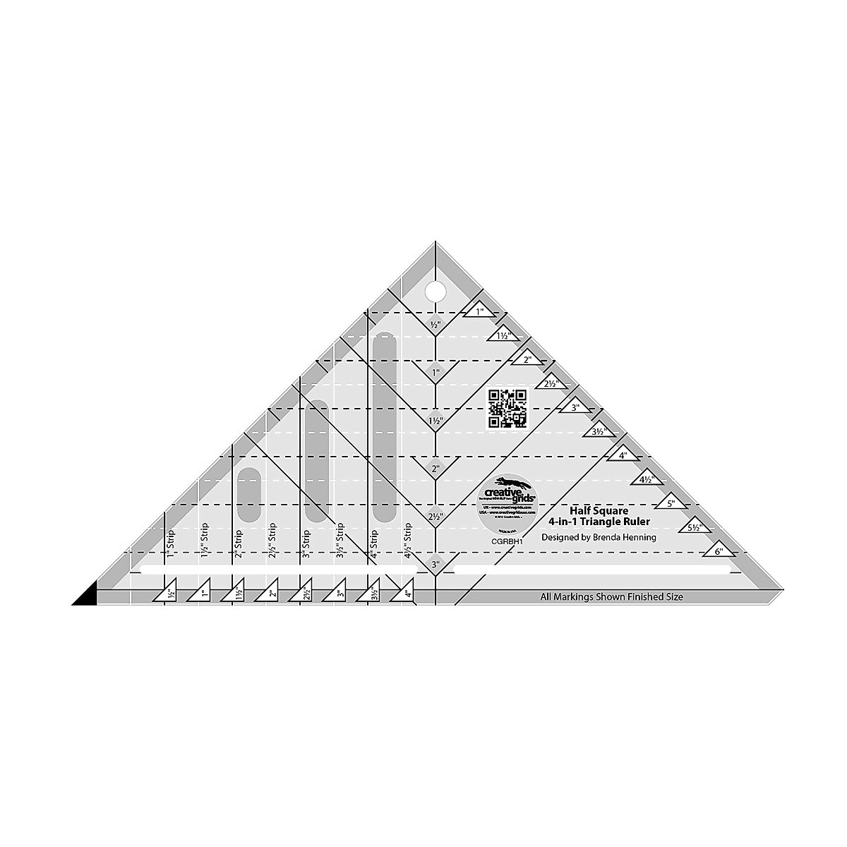 Creative Grids Half-Square 4-in-1 Triangle Quilt Ruler - CGRBH1
