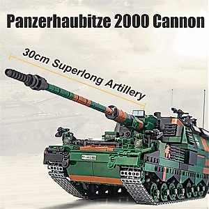 MEOA Germany Military Building Sets 1345pcs Panzerhaubitze 2000 Self-Propelled Cannon Building Blocks Bricks Stem Toys for Boys