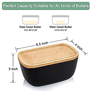 ALELION Butter Dish with Lid - Ceramic Butter Container with Lid for Countertop, Large Butter Keeper Crock Perfect for West or East Coast Butter, Holds Up To 3 Butter Sticks, Black