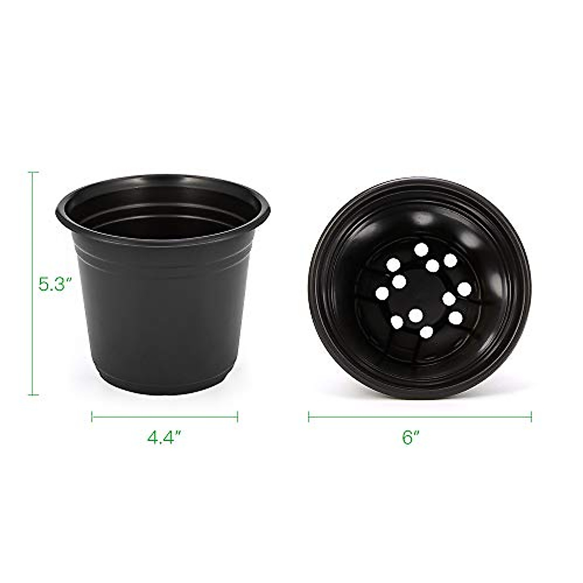 JERIA 50-Pack 0.5 Gallon Plastic Plant Nursery Pots, Seed Starting Pot Flower Plant Container