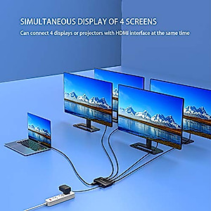 HDMI Splitter 1 in 4 Out, 1x4 HDMI Splitter Support 4K@60Hz Full HD 1080P & 3D, Compatible with Xbox PS3/4 Roku Blu-Ray Player