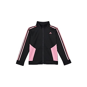 adidas Girl's Essential Tricot Jacket (Big Kids) Black/Pink MD (10-12 Big Kids)