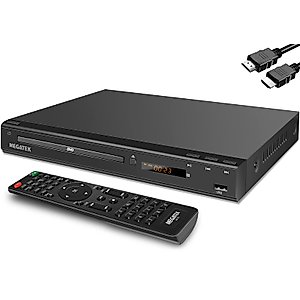 MEGATEK Region-Free DVD Player for TV with HDMI, CD Player for Home, Plays All Regions and Formats, USB Port, Durable Metal Casing, Remote, HDMI and RCA Cables Included