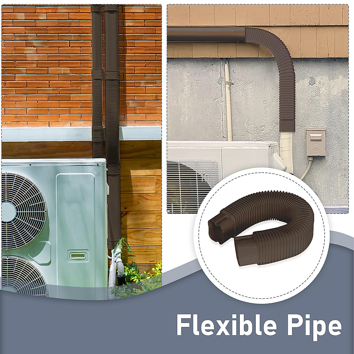 Flamorrow 3" 16Ft Brown AC Line Set Cover Kit, Decorative PVC Tubing Cover Kit for Ductless Mini Split Air Conditioner, Central AC and Heat Pump System