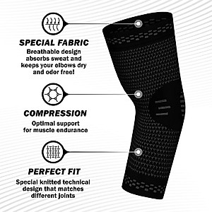 POWERLIX Elbow Orthopedic Brace Compression Support (Pair) - Elbow Sleeve for Tennis Elbow, Golfer’s Elbow, Bursitis, and Sprains, Arthritis, Tendonitis. Pain Relief
