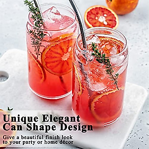 Patelai 24 Pcs Drinking Glasses Bulk 16oz Beer Can Shaped Glass Cups Iced Coffee Tumbler Cup Deal for Cocktails, Whiskey, Wine, Soda, Beer