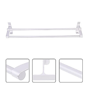 Cabilock 1 Set Hook White Holder Holders Clothes Nail Rod Mounted Cm Wrap Double Towel Rack Racks Free: Bar Punching Hanger Wall Steel Stainless Paper Robe Organizer Hangers Nail-Free