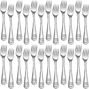 Erinnmy 24 Piece Toddler Forks,Stainless Steel Kids Forks,Kids Silverware,Kids Utensil Set,6.5 inch Kids Dinner Forks Toddler Utensils,Metal Forks Baby Forks for Self Feeding,Dishwasher Safe